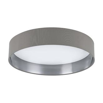 Eglo LED Deckenlampe Maserlo 2, Textil Deckenleuchte, Wohnzimmerlampe Decke aus Stoff in silber und grau, Kunststoff in wei&szlig;, warmwei&szlig;, &Oslash; 38 cm