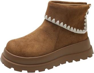 Generic Bottines pour femme - Coupe large - Style d&eacute;contract&eacute; - &Eacute;l&eacute;gantes - Bout rond - Semelle &eacute;paisse - Fermeture &eacute;clair dans le dos - Confortables et chaud