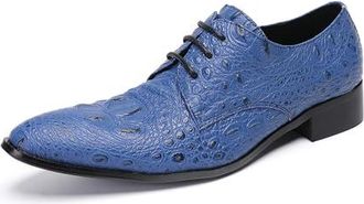 Generic Chaussures habillées Oxford en cuir véritable pour homme - Motif crocodile - Chaussures formelles à lacets - Chaussures derby antidérapantes de qualit
