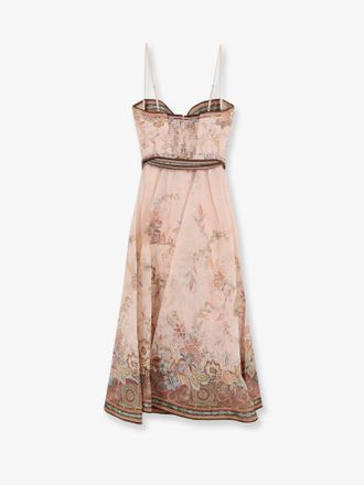 Zimmermann Womens Dress Alchemy Silk-Linen Pink