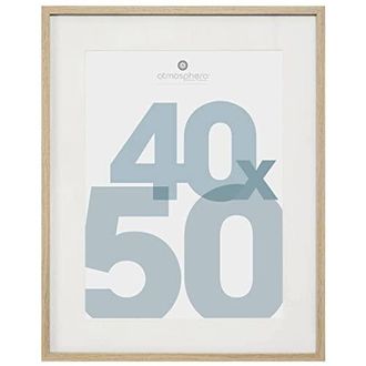 Atmosphera Atmosphera - Cadre Photo Manu Bois Naturel 40x50 cm, Avec Passe-Partout 30x40 cm, À Poser ou Suspendre - Pour Décoration Murale, Salon, Bureau