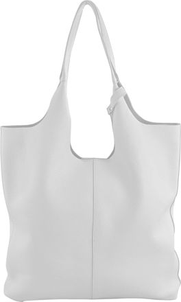 modamoda.de T264 Damen Leder Schultertasche Shopper, handgefertigt in Italien, 40x3x35 cm, mit abnehmbarer Innentasche, weiches Leder, Farbe:Wei&szlig;
