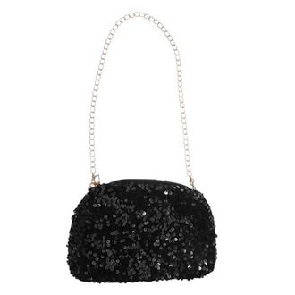 Valiclud Paquet &agrave; Main de Soir&eacute;e pour Femme Petit Paquet Bandouli&egrave;re &agrave; Paillettes Noir Cha&icirc;ne Argent&eacute;e Pochette Scintillante 244 X 17 X 48 CM Pochette &Eacute;l&eacute;gante