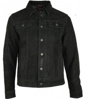 MDM Lederjacke Herren Jeans Jacke Lederjacke Nubuk B&uuml;ffel Leder