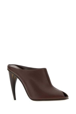 Alexander McQueen Womens Brown Leather Mules Vintagebrown Scarpe Con Tacco High Heel Shoes
