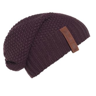 Knit Factory Bonnet Coco - Bonnet Femme - Beanie Hiver - Bonnet Chaud - Bonnet tricot&eacute; - Aubergine - One Size - 30% Laine, 70% Acrylique