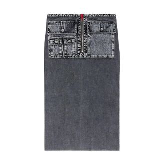 Diesel Cargo Bleistiftrock mit Denim-Eins&auml;tzen - - Skirts - Damen - Grau - S