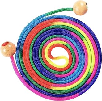 Generico Langes Springseil - Regenbogen-Springseil 5 m mit Holzgriff | verstellbares Springspielzeug f&uuml;r Kinder drinnen und drau&szlig;en
