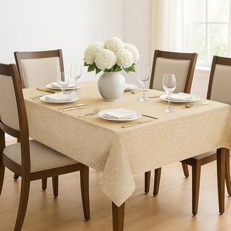 Deconovo Nappe Effet imperméable Nappe Restaurant Lavable en Machine Nappe Robuste pour Salon Protection de Table Lavable Facile dentretien, 130x280 cm, Taupe,