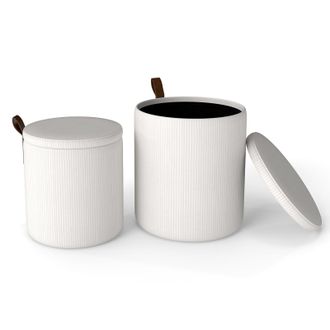 Giantex 2er Set Sitzhocker mit Stauraum, abnehmbaren Deckeln & gepolsterte Sitzkissen, Fu&szlig;hocker 40 L + 25 L, Belastbarkeit 150 KG, Fu&szlig;bank f&uuml;r Wohnzimmer, Sc