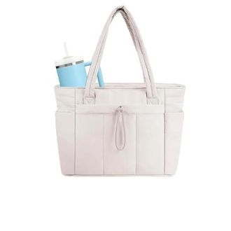 Generic Sac fourre-tout matelass&eacute; avec porte-gobelet et compartiment pour ordinateur portable, grande capacit&eacute;, joli sac &agrave; bandouli&egrave;re matelass&eacute; pour femme, b