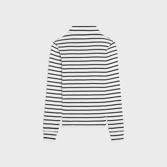 Celine Striped Cotton Polo - White