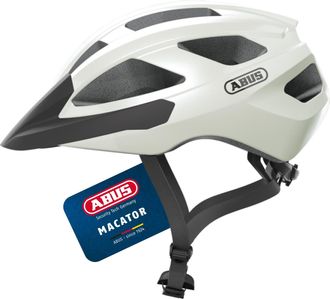 ABUS Rennradhelm Macator - sportiver Fahrradhelm für Einsteiger - auch für Zopfträger/-innen - für Damen und Herren - Weiß Glänzend, Größe M
