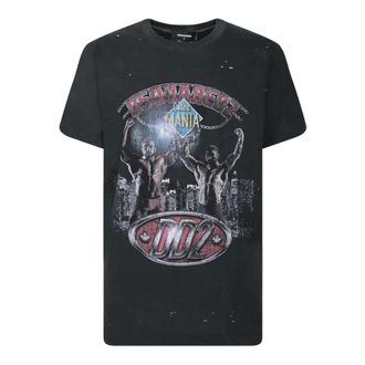 Dsquared2 Homme, Tops, Gris, Taille: L Graphic Front Print T-Shirt