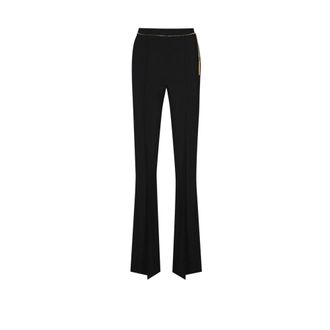 Elisabetta Franchi Femme, Pantalons, Noir, Taille: 44 FR Pantalon en cr&ecirc;pe l&eacute;ger avec cha&icirc;ne bijou