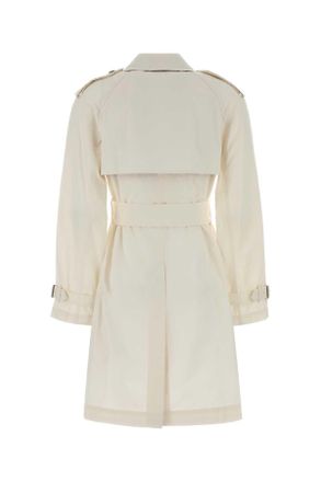 Burberry Womens Ivory Cotton Belgravia Trench Coat Seashellwhite Exterior