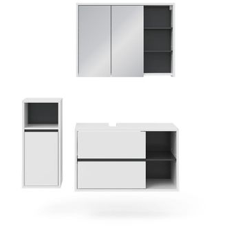 Vicco Badm&ouml;bel-Set Viola, Wei&szlig;, 3 Teile, mit Midischrank