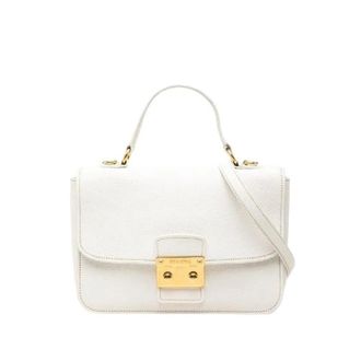 Miu Miu Pre-owned Madras Leather 2way Bag - Femme - Pre-owned - Blanc - Taille: ONE Size