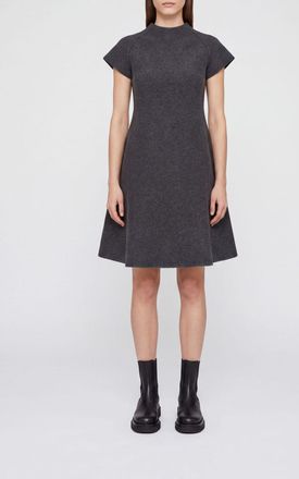 Jil Sander A-Linien-Minikleid mit kurzen &Auml;rmeln aus reiner Schurwolle