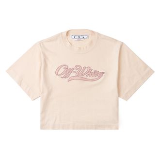 Off-white kurzes T-Shirt f&uuml;r Damen (Pink)