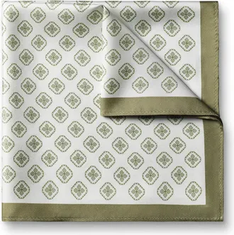 CHARLES TYRWHITT Einstecktuch aus Seide mit Medaillon-Motiv - Elfenbeinfarben & Birnengrün