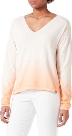 Camel Active Damen Strickpullover im Dip-Dye-Effekt Weiß-Orange, Womenswear-XS