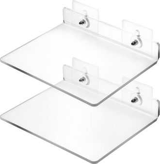 BESPORTBLE 2 St&uuml;ck Schwebende Acryl Wandregale ohne Bohren Badezimmer Organizer Selbstklebend 20X15cm Transparenter Wandaufbewahrungshalter f&uuml;r Dusche K&uuml;che und 