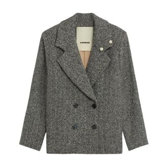 A Paper Kid Femme, Vestes, Noir, Taille: 36 FR Blazer Doppiopetto In Herringbone