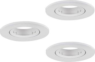 Eglo 3er Set Einbaustrahler Barranco, Spot Deckenleuchte schwenkbar, runder Einbauspot ohne Leuchtmittel, Deckenstrahler aus weißem Kunststoff, GU10 Fassun