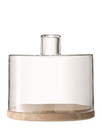 LSA International Lotta Kuchen-/K&auml;seglocke und Eschenboden 25,5 cm, Glas, Clear