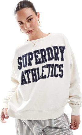 Superdry Athletic Essentials - Sweat décontracté à appliqué - Blanc cassé