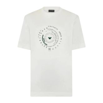 Emporio Armani Homme, Tops, Beige, Taille: XL T-shirt &agrave; imprim&eacute; Col rond Manches courtes