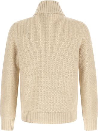 Moncler Ribbed Wool and Cashmere Cardigan - Beige