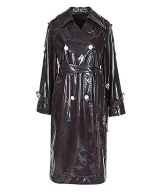 Generic Trench Femme Printemps Noir Long Doux Mince R&eacute;fl&eacute;chissant Faux Cuir Trench Coat - &Eacute;l&eacute;gant Casual Outwear, Noir, XL