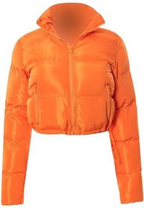 Generic 2026 Printemps Femmes Automne et Hiver Mode Cardigan Manches Longues Col Montant Chaud Pain Veste Casual, Orange, XL