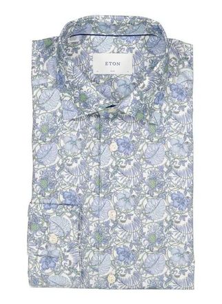 Eton Herren Hemd blau Baumwolle