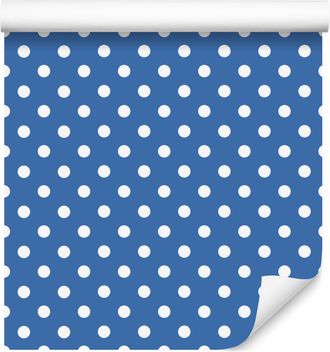 OEM Carta Da Parati A Pois Blu, Dettagli Raffinati Per Soggiorno E Camera Da Letto, 50x1000 Cm