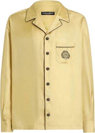 Dolce & Gabbana chemise à logo brodé - Jaune