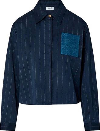 Liu Jo Chemise &agrave; rayures avec poche - Femme - Vestes - Bleu - Taille: 40 FR