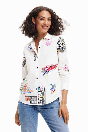Desigual Womens CAM_Fahrenheit 1000 Shirt, White, XS