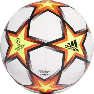 adidas Unisex-Adult UCL Training Texture Foil Pyrostorm Soccer Ball, White/Solar Red/Solar Yellow/Black, 5
