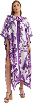 Dolce & Gabbana Femme, Robes, Multicolore, Taille: 36 FR Tunique Midi &agrave; Motifs Maiolica