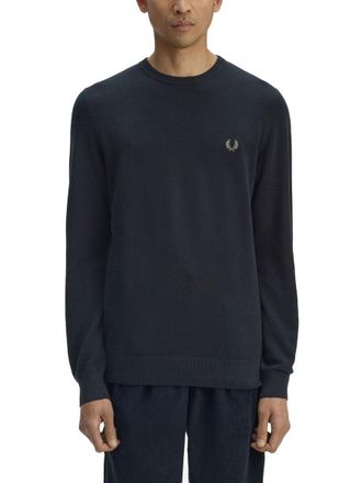 Fred Perry Cotton Logo Jersey Sweatshirt - Blue