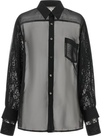 Comme Des Gar&ccedil;ons Lace-Paneled Polyester Blouse - Black