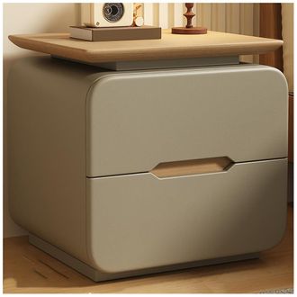 Generic Nachttisch Mit 2 Schubladen, Massivholz-Nachttisch, Moderner Weißer Beistelltisch for Schlafzimmer-Wohnzimmer, 40 cm Langer Beistelltisch(Khaki 2,45cm