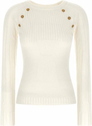 Balmain Pull Col Rond - Blanc