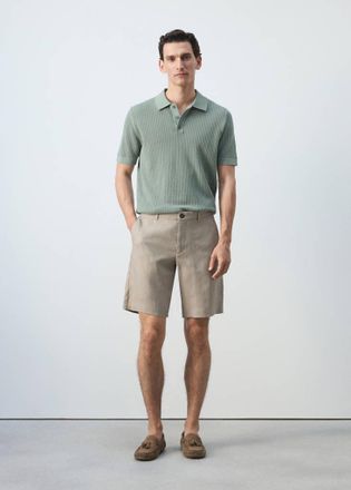 Mango Slim-Fit-Bermudashorts aus 100 % Leinen mittelbraun - Herren - 38 - MANGO MAN