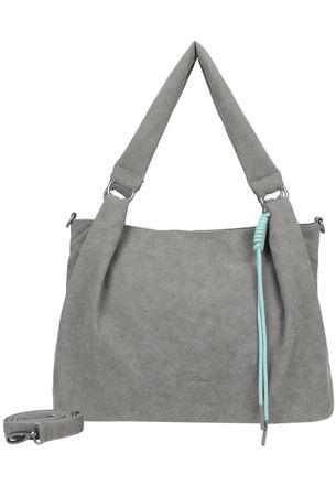 Fritzi Aus Preu&szlig;en Fritzi Sue03 Suede Jacky Soft Dark Anthra Shopper Kunstleder Damen Handtasche Festival City vegan Suede-Optik Kordelanh&auml;nger Rei&szlig;verschluss 28,5 x 40 