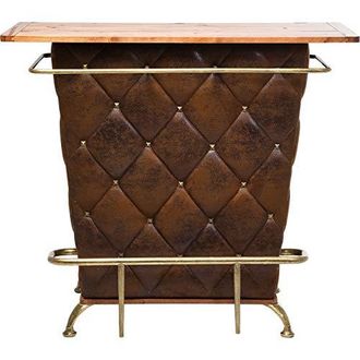 Kare Design Bar Lady Rock Table de Bar Vintage avec Espace de Rangement, Porte-Bouteilles, Marron/doré, 104 x 120 x 48 cm (H x l x P)