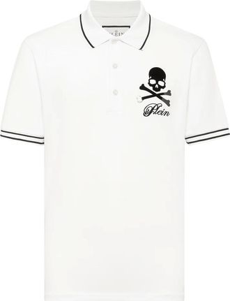 Philipp Plein Homme, Tops, Blanc, Taille: XL Polo Ss Skull